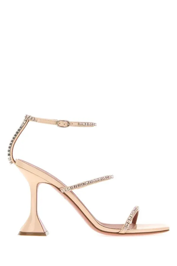 Amina Muaddi Gilda Leather Sandals With 9.5 Cm Heel