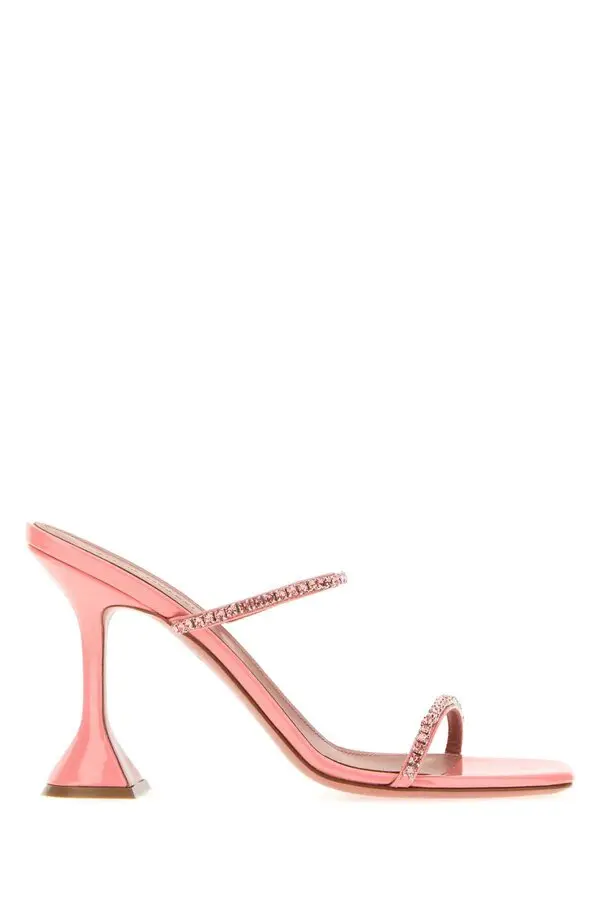 Amina Muaddi Gilda Leather Slip-on Sandal With 9.5 Cm Heel
