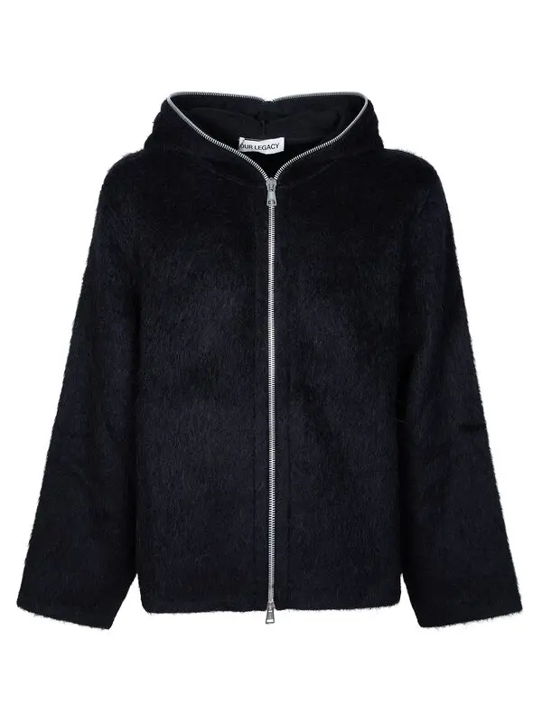 Our Legacy Full-zip Textured Hoodie - Nero