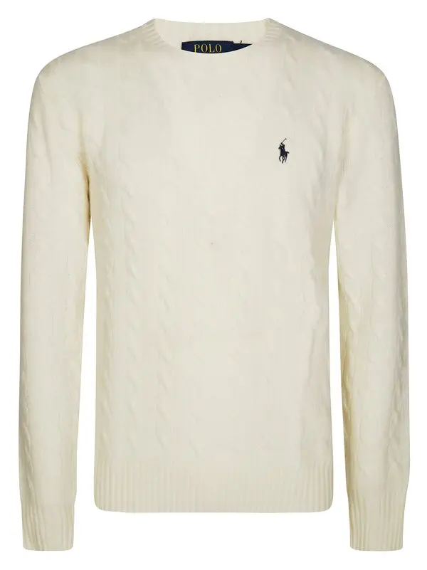 Polo Ralph Lauren Cable Knit Logo Sweater - Bianco