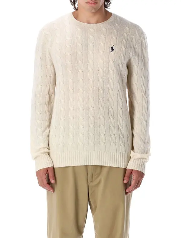 Polo Ralph Lauren Cable Knit Logo Sweater - Bianco