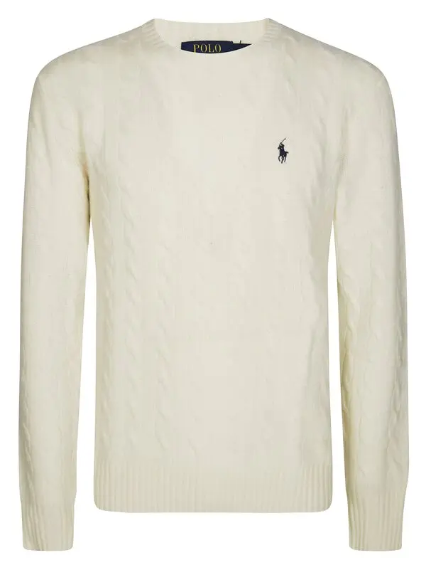 Polo Ralph Lauren Cable Knit Logo Sweater - Bianco