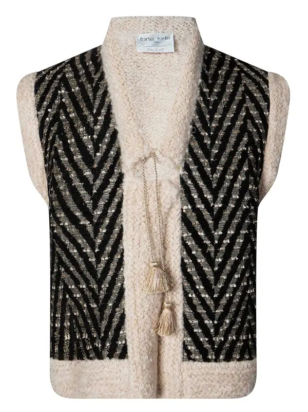 FORTE_FORTE Jacquard Mix Knit Gilet Vest - Nero