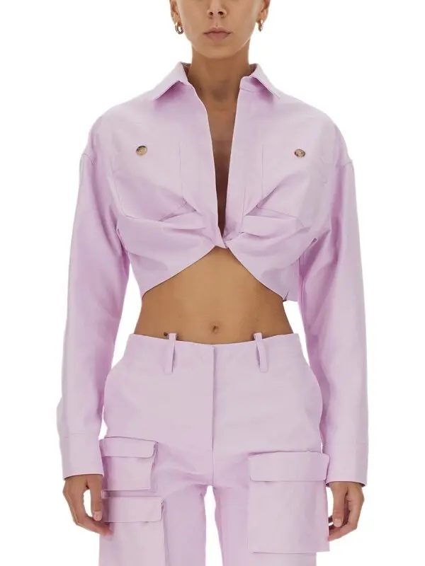 Off-White V-neck Cotton Jacket - Lilac