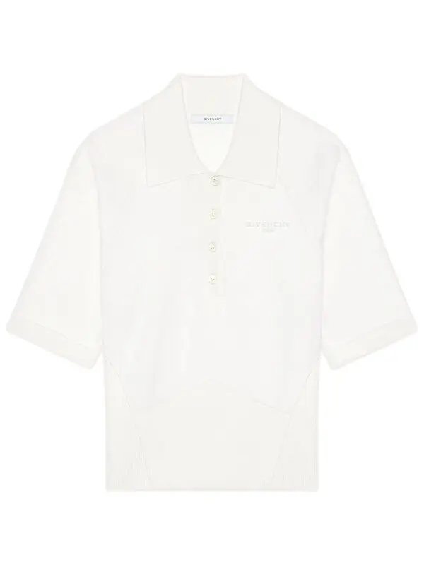 Givenchy Cotton Silk Tonal Signature Embroidered Polo Shirt
