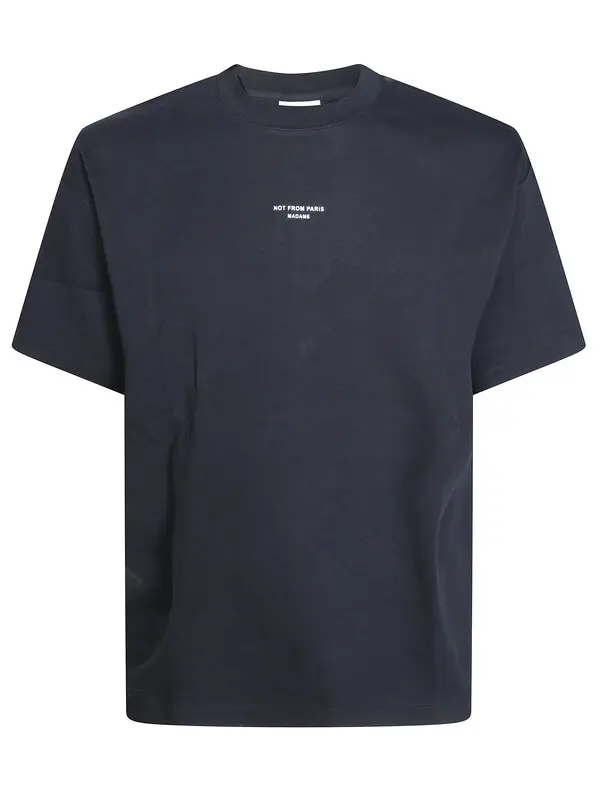 Drole De Monsieur Classic Slogan T-shirt In 100% Cotton - Nero