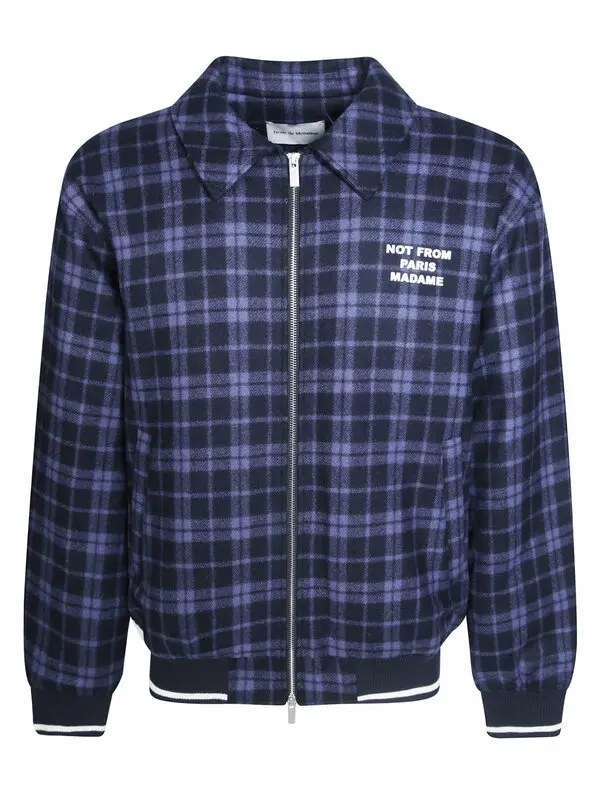 Drole De Monsieur Flannel Jacket With Script Detail