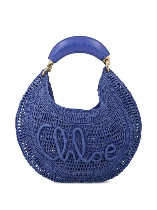 Chloé Mini Raffia Tote Bag With Banana-shaped Handle, 21.5 Cm