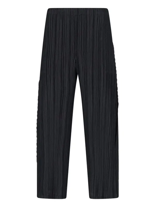 Issey Miyake Pleated Wide-leg Trousers - Black