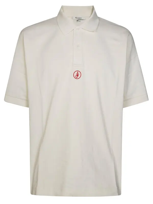 JW Anderson Embroidered Logo Short-sleeve Polo Shirt - Bianco