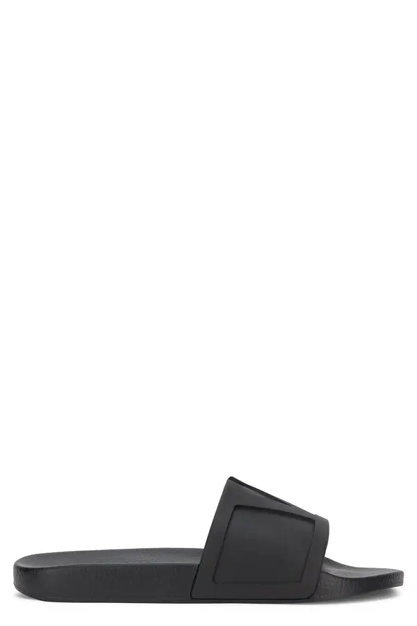 Valentino Garavani Rubber Slide Sandals With Logo Detail - Black