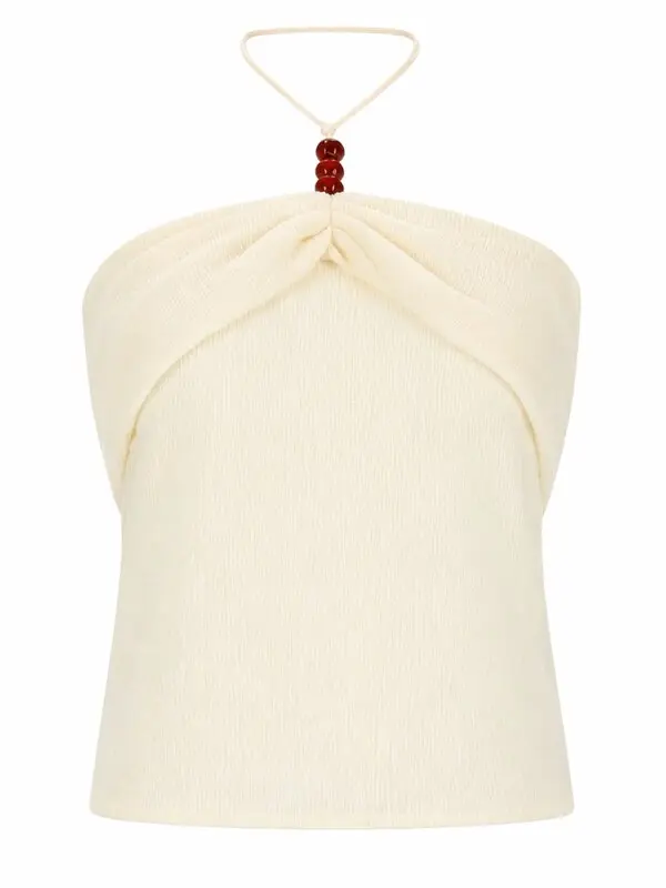 Magda Butrym Halter Neck Knit Top - Ivory