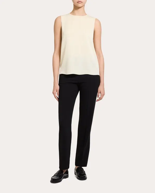 Theory Silk Georgette Straight Shell Top - Yellow