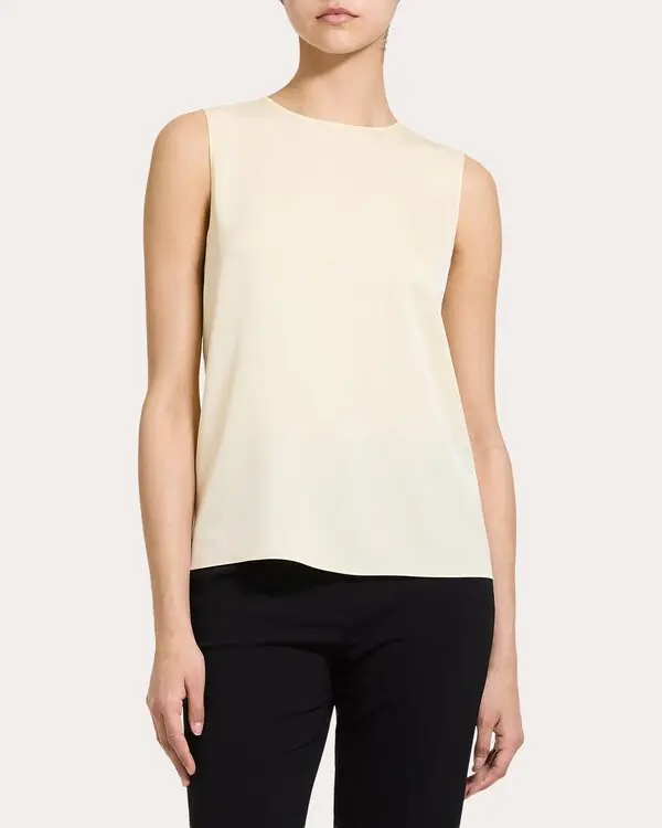 Theory Silk Georgette Straight Shell Top - Yellow