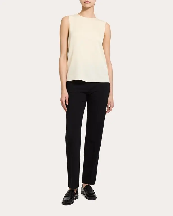 Theory Silk Georgette Straight Shell Top - Yellow