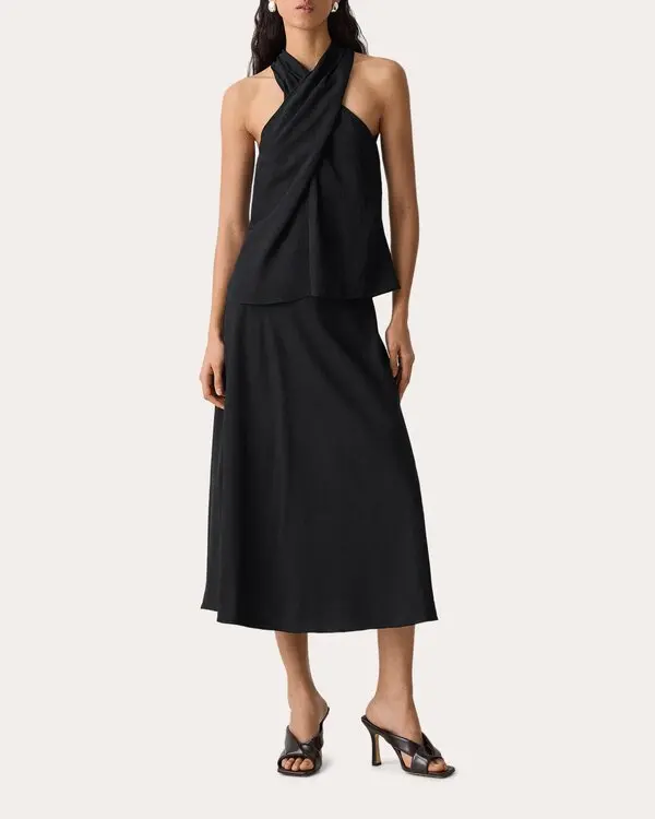 Theory Twill Twisted Halter Top