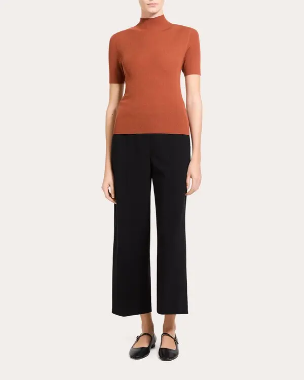Theory Leenda Ribbed Wool Mock Neck Top