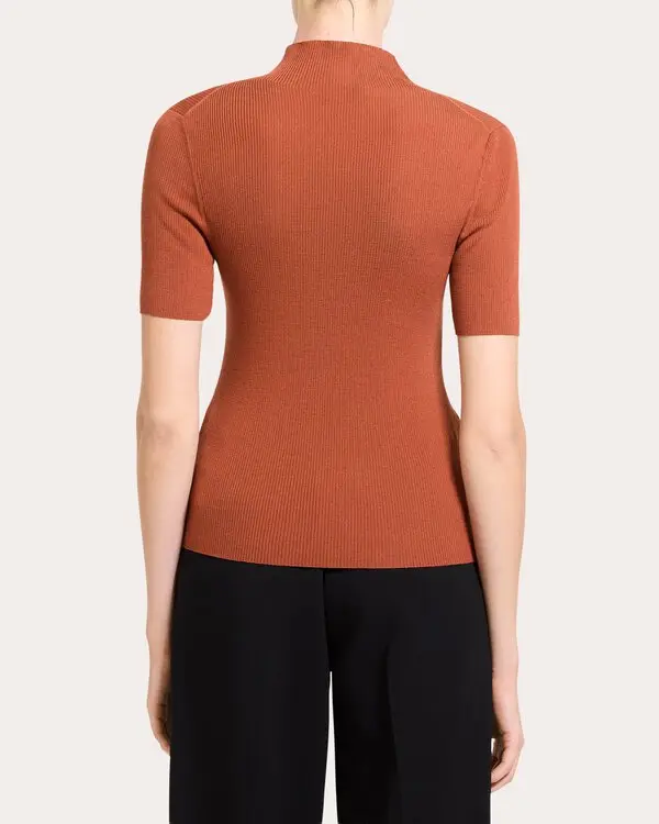 Theory Leenda Ribbed Wool Mock Neck Top
