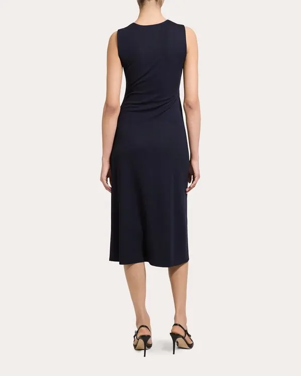 Theory Draped Tuck Sleeveless Midi Dress