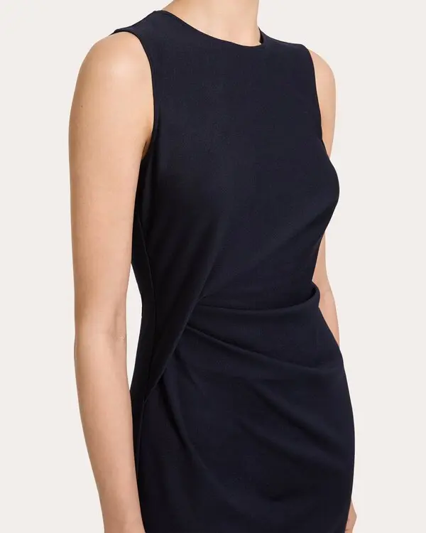 Theory Draped Tuck Sleeveless Midi Dress