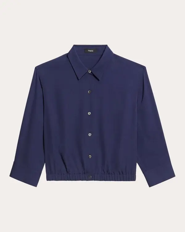 Theory Silk Georgette Cinched Crop Shirt