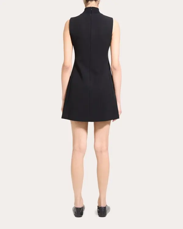 Theory Crepe Mock Neck A-line Mini Dress