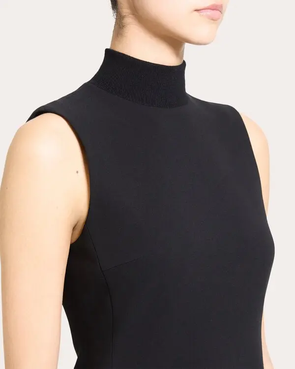 Theory Crepe Mock Neck A-line Mini Dress