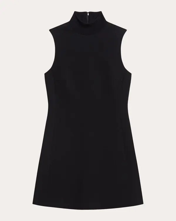 Theory Crepe Mock Neck A-line Mini Dress