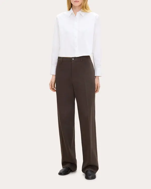 Theory Good Poplin Cropped Tab Shirt