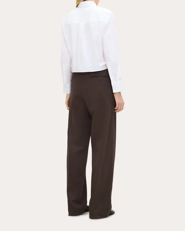 Theory Good Poplin Cropped Tab Shirt