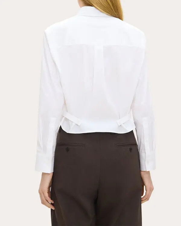 Theory Good Poplin Cropped Tab Shirt