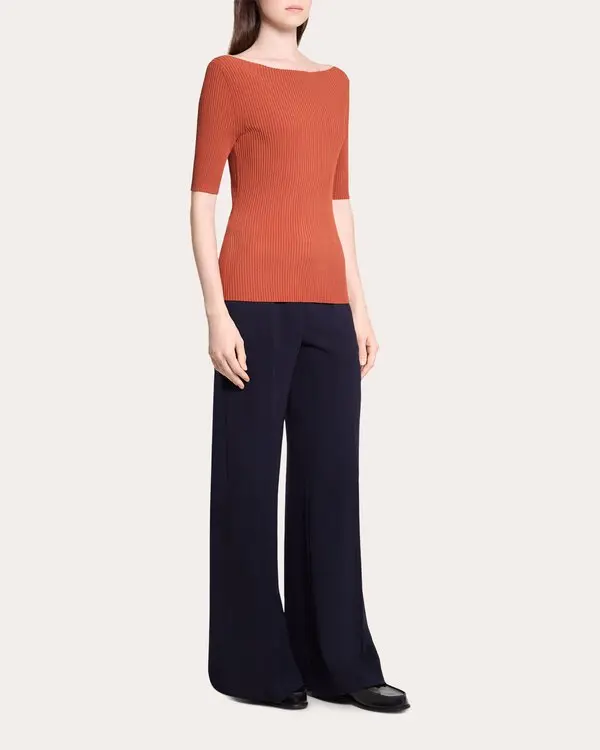 Theory Rib Knit Boatneck Top
