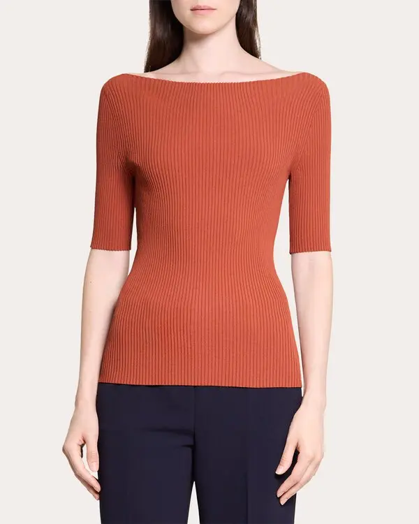 Theory Rib Knit Boatneck Top