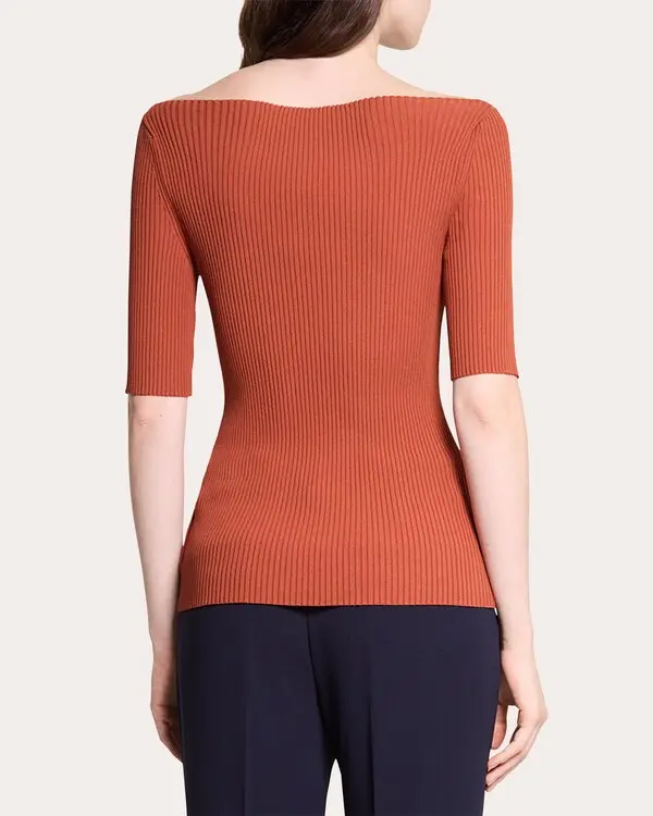 Theory Rib Knit Boatneck Top