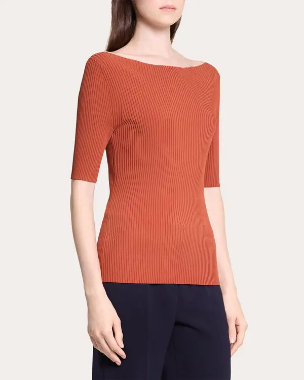 Theory Rib Knit Boatneck Top