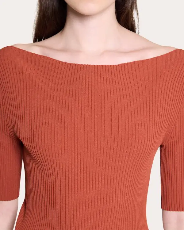 Theory Rib Knit Boatneck Top