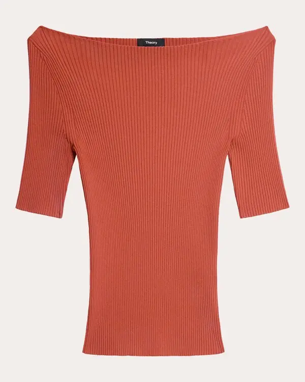 Theory Rib Knit Boatneck Top