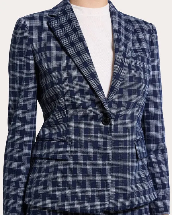 Theory Plaid Slim Single-breasted Blazer