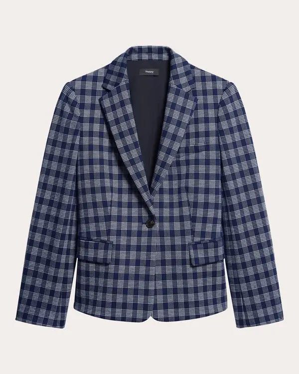 Theory Plaid Slim Single-breasted Blazer