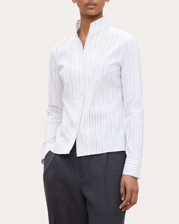 Theory Stripe Poplin Slim Tailored Shirt - Black
