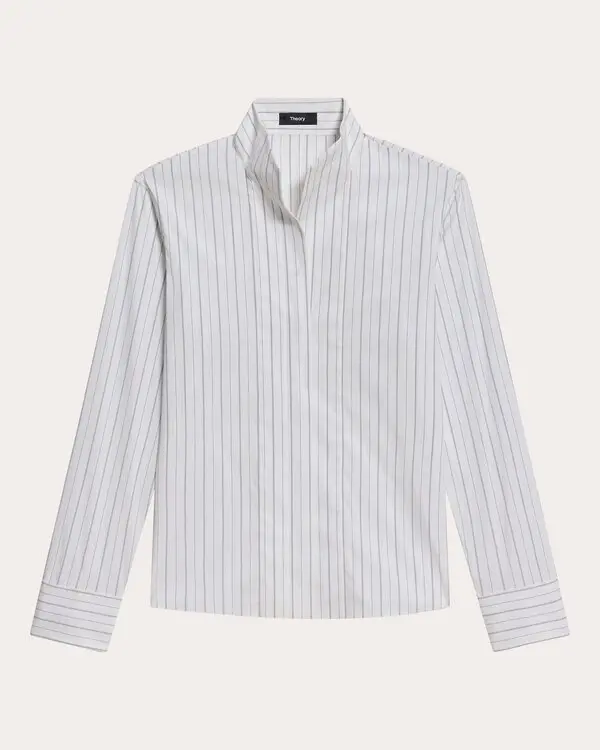Theory Stripe Poplin Slim Tailored Shirt - Black