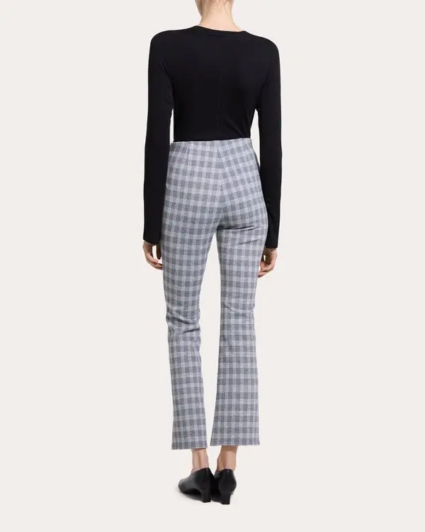 Theory Plaid High-rise Cropped Kick Pants - Grey
