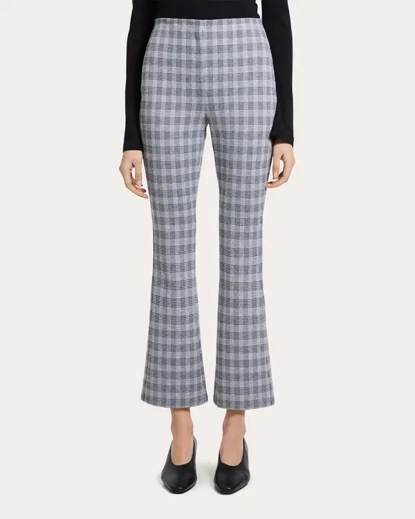 Theory Plaid High-rise Cropped Kick Pants - Grey