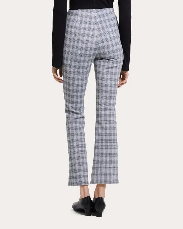 Theory Plaid High-rise Cropped Kick Pants - Grey