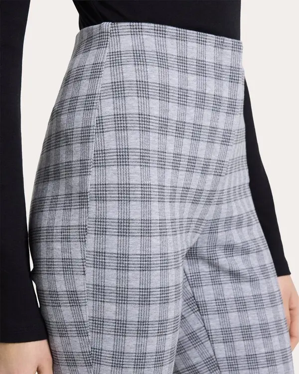 Theory Plaid High-rise Cropped Kick Pants - Grey