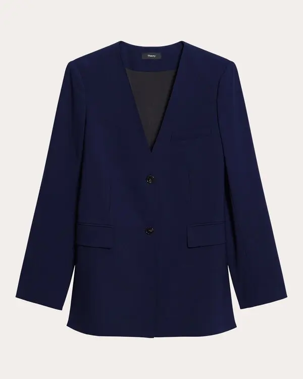 Theory Good Wool Collarless Blazer