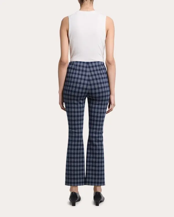 Theory Plaid High-rise Cropped Kick Trousers - Blue