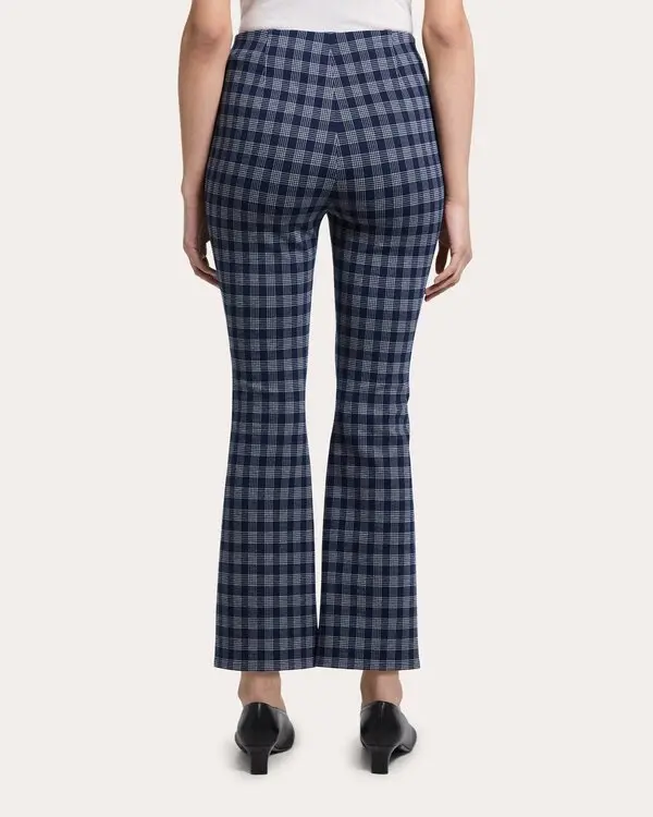 Theory Plaid High-rise Cropped Kick Trousers - Blue
