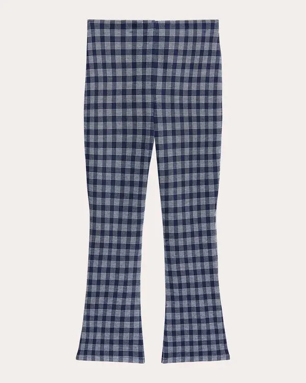 Theory Plaid High-rise Cropped Kick Trousers - Blue