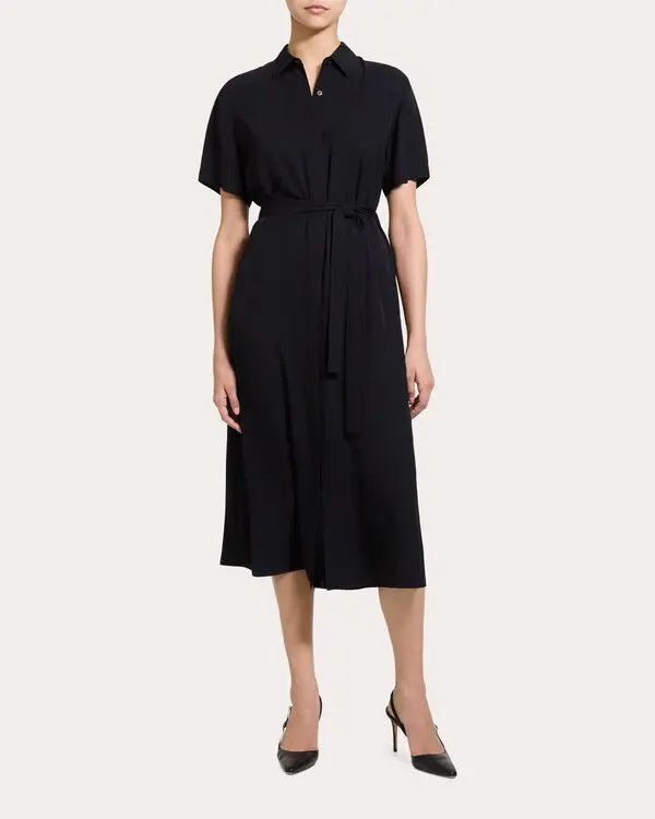 Theory Twill Belted A-line Shirt Dress